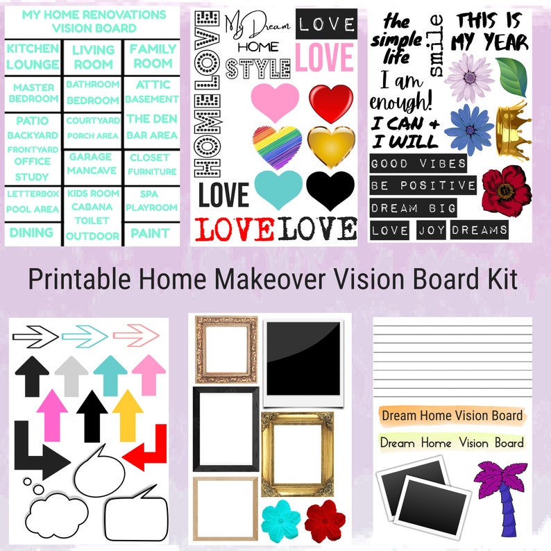 Home Design Vision Board Kit – Printable & Digital Templates - Etsy ...