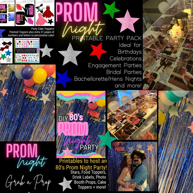 80's PROM PARTY PRINTABLES / Prom Theme Party Printables / Prom Photo ...