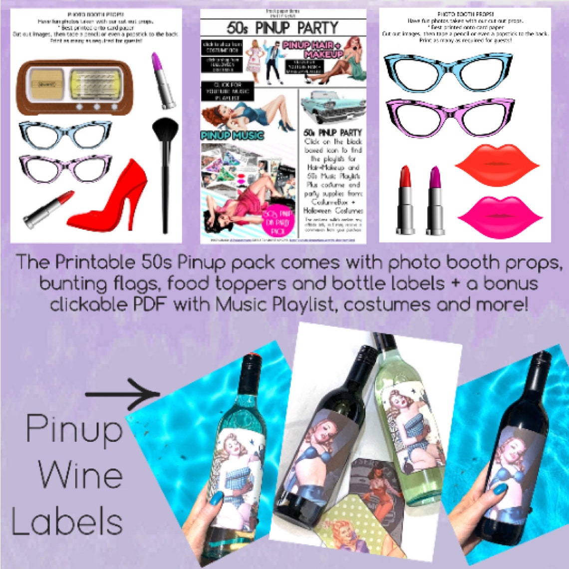 50s Pinup Printable Party Pack / Pinup Theme / Pinup Style Party ...