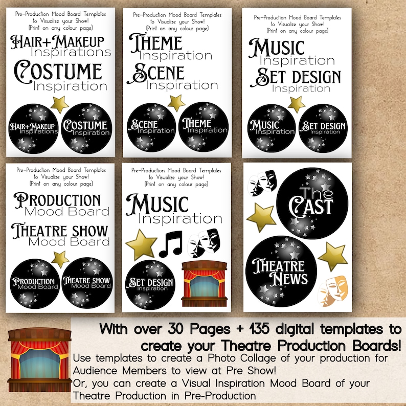 THEATRE PRODUCTION Mood Board Kit / Theatre Show Photo Collage / Front ...