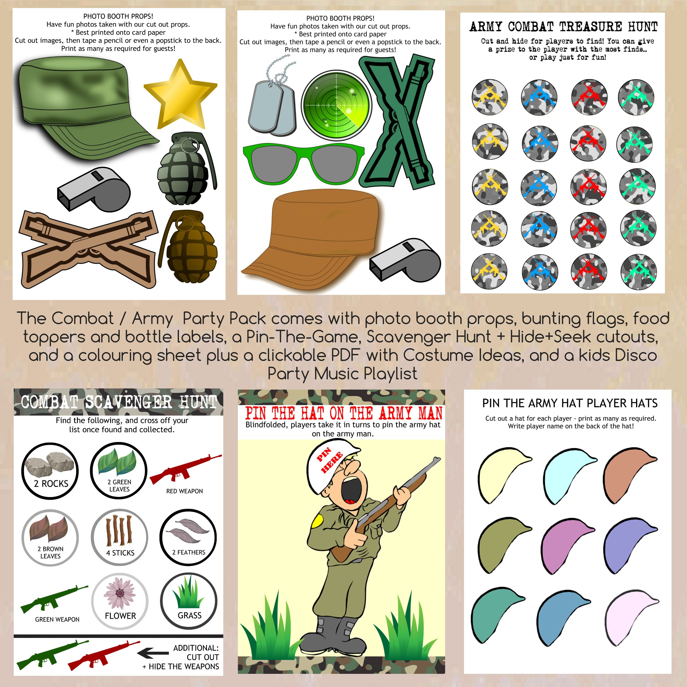 Printable Army Combat Party Games and Decorations for Kids / - Etsy ...
