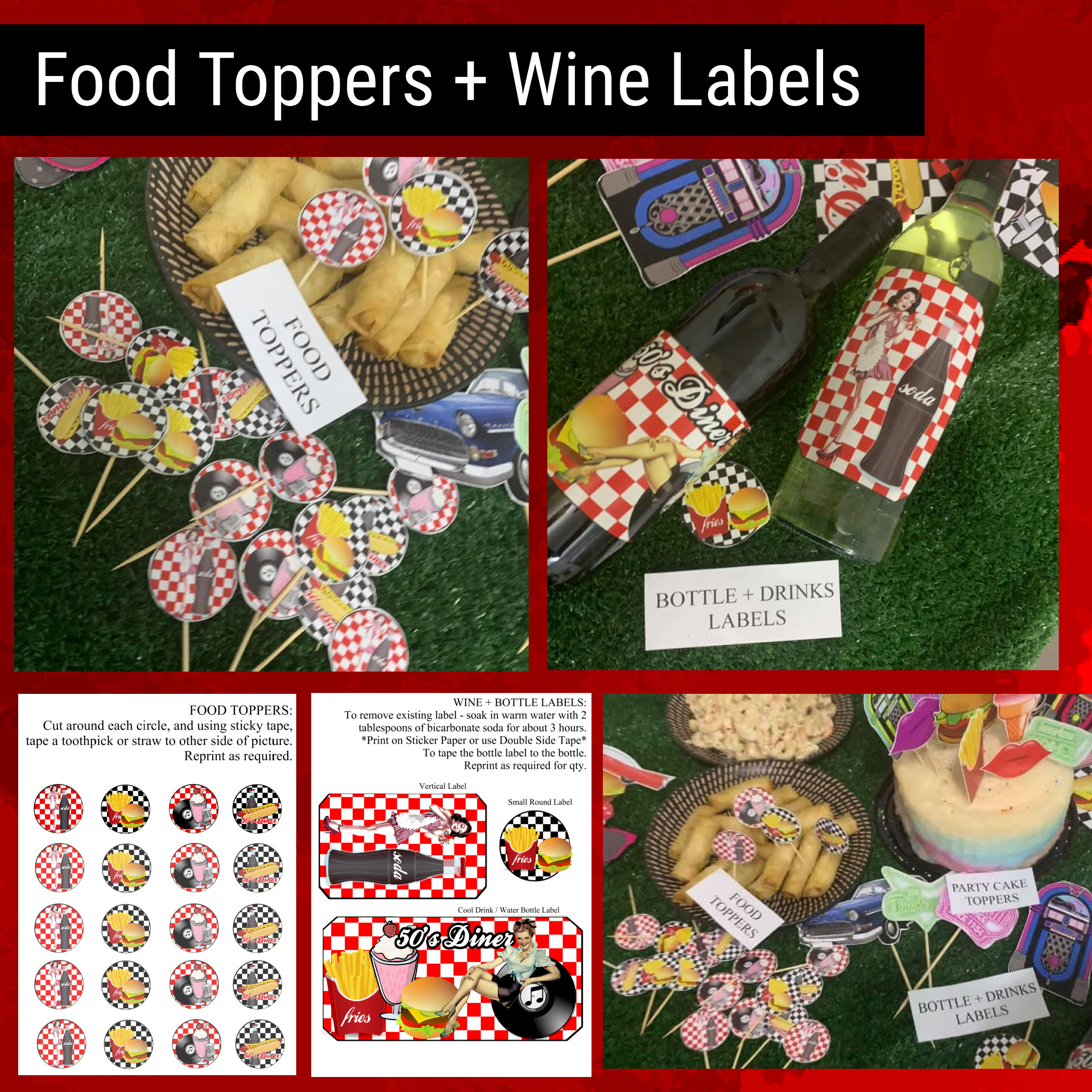 50s Diner Printable Party / 50's Diner / 50's Diner Cake Toppers ...