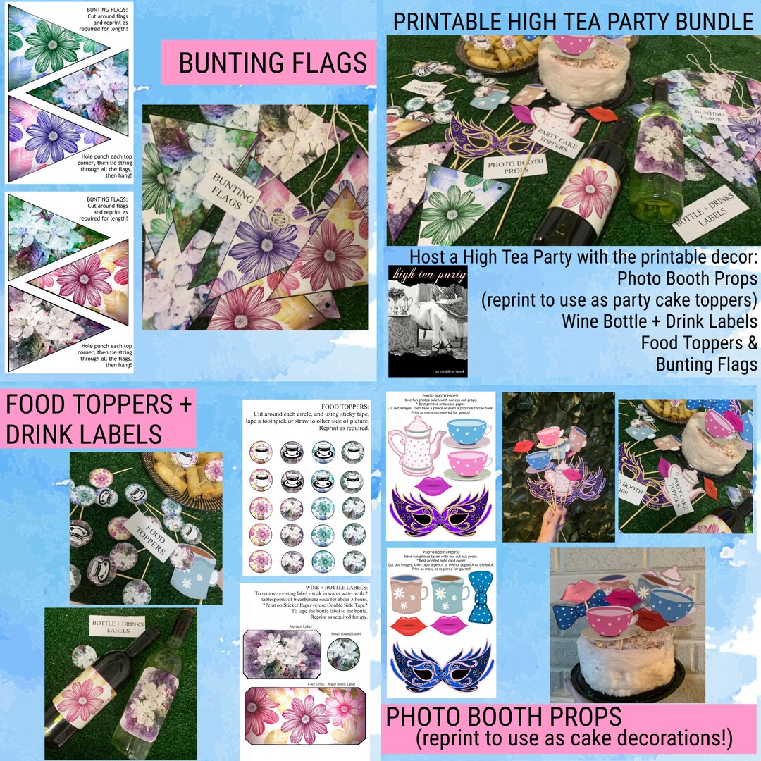 High Tea Printable Party Pack / High Tea Food Toppers / High Tea Cake ...
