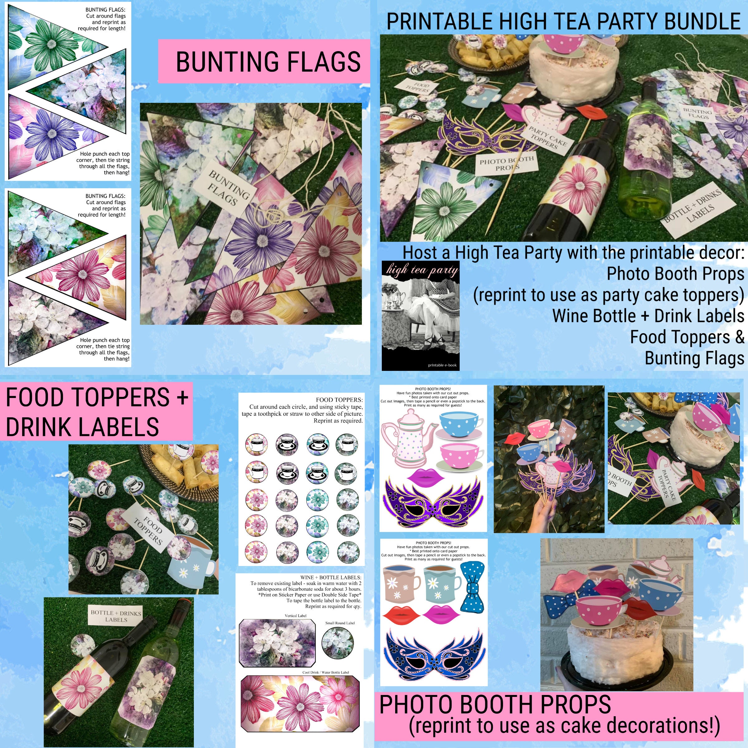 High Tea Printable Party Pack / High Tea Food Toppers / High Tea Cake ...
