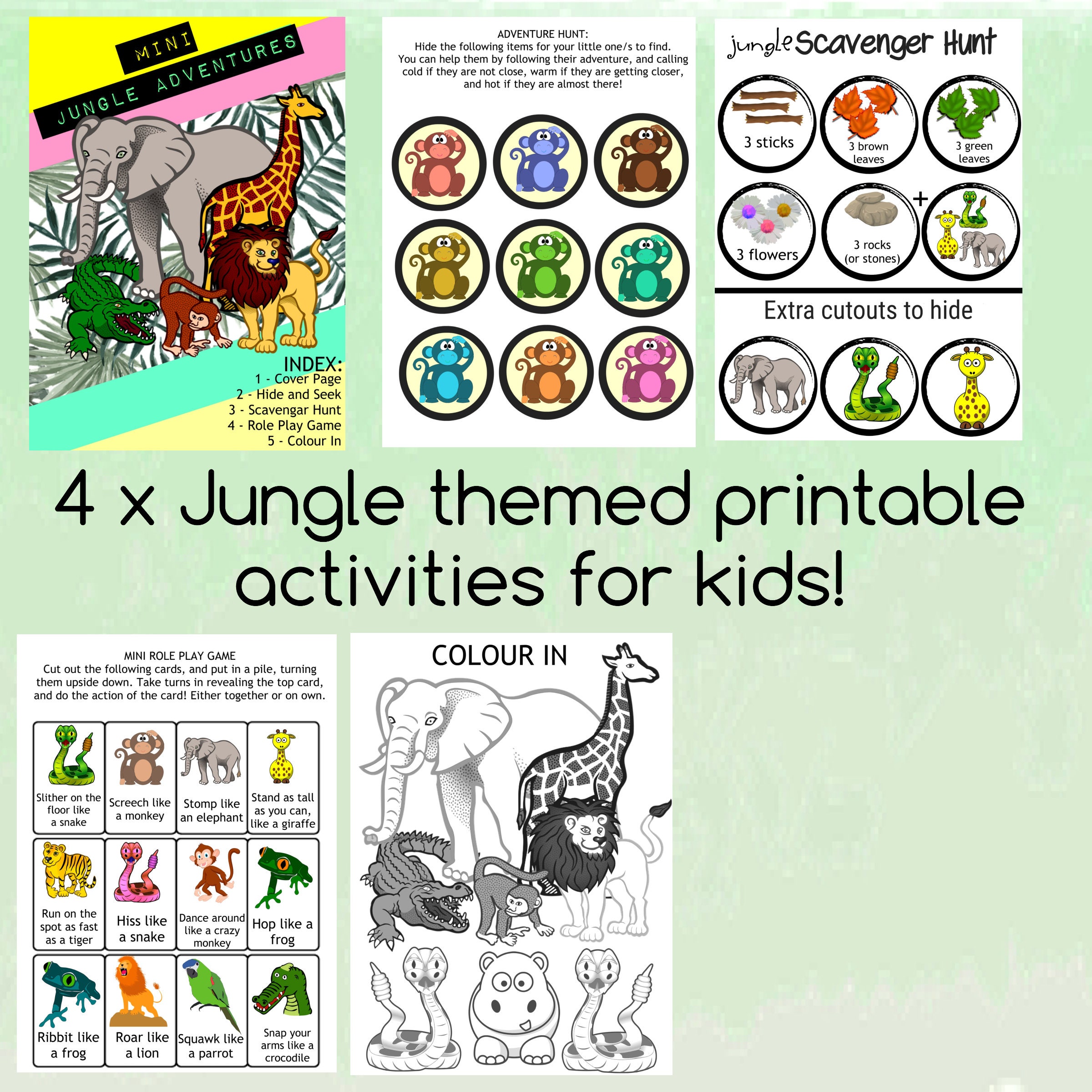 Mini Jungle Adventure Printables for Kids - Etsy Australia