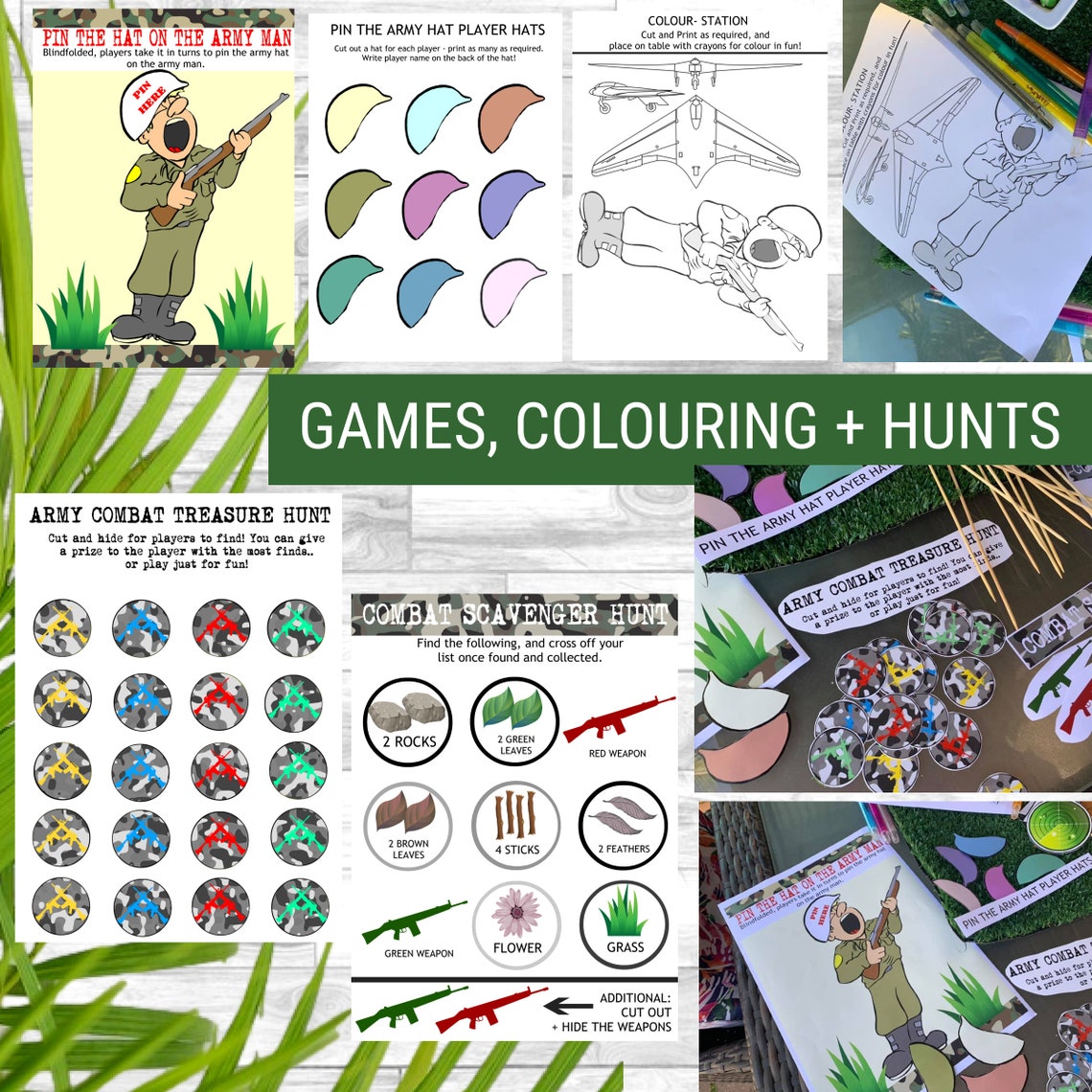 Printable Army Combat Party Games and Decorations for Kids / - Etsy ...