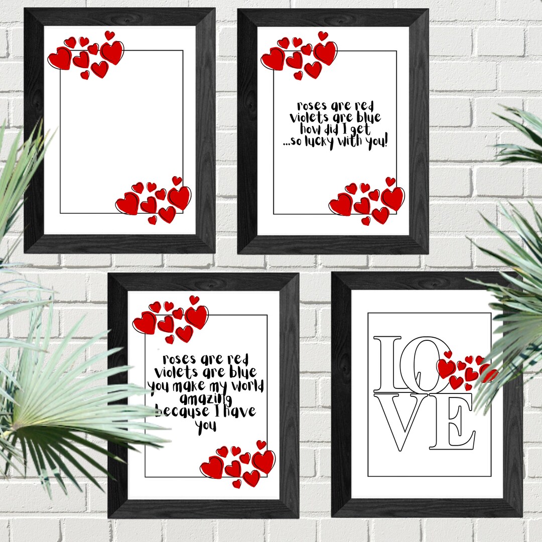 Red Heart Printable Posters / Red Heart Wall Art, Printable Valentines ...