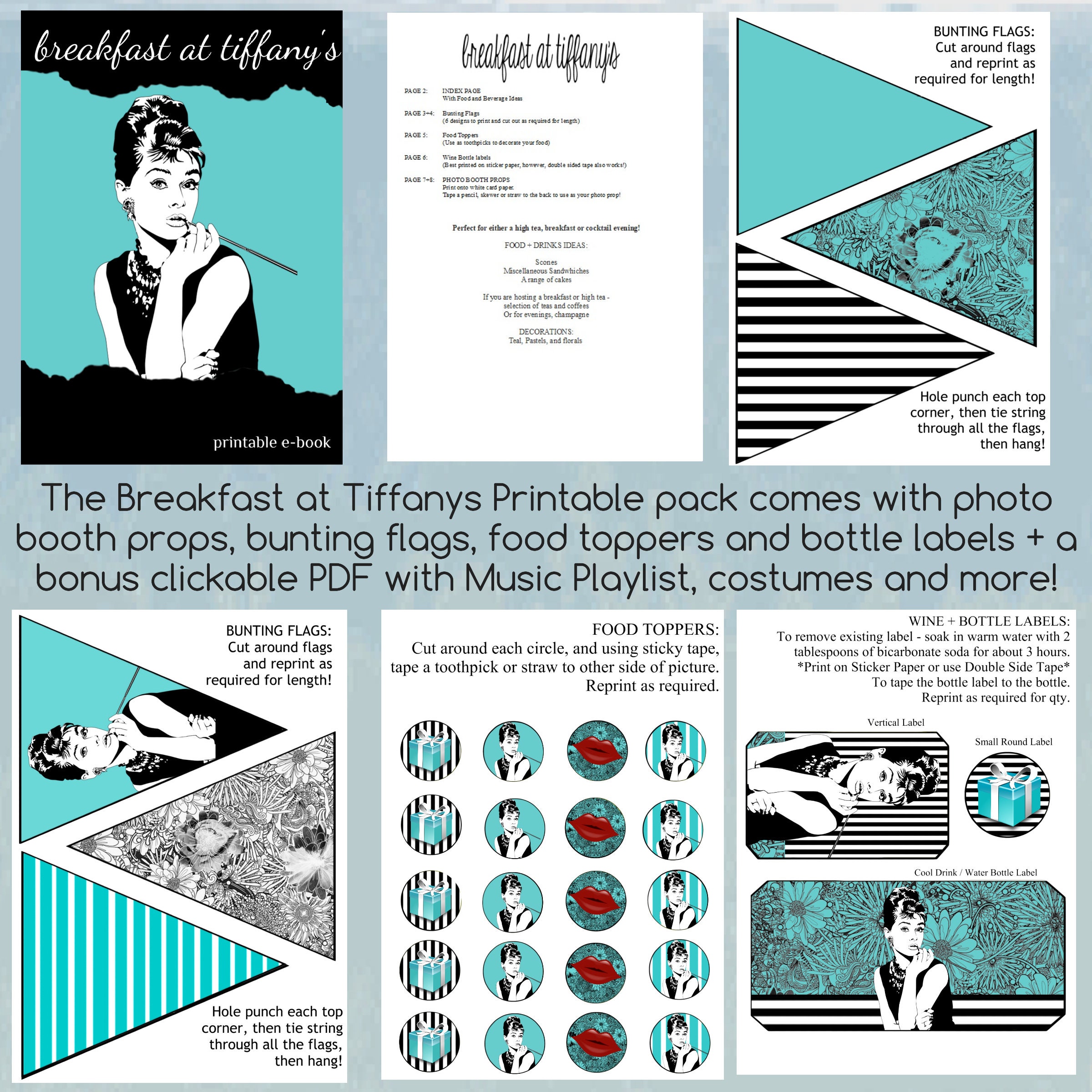 Breakfast at Tiffanys Printable Party Pack / Breakfast at Tiffanys ...