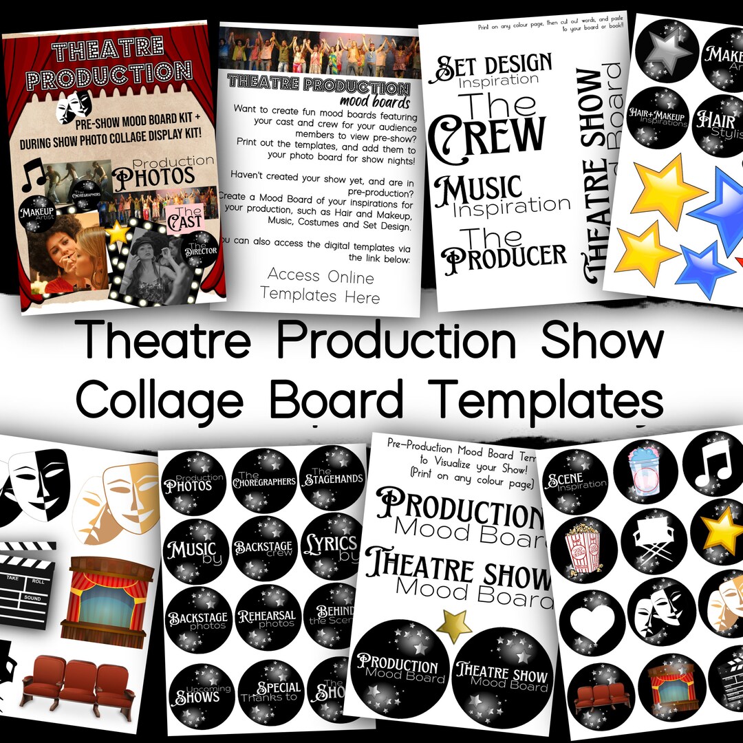 THEATRE PRODUCTION Mood Board Kit / Theatre Show Photo Collage / Front ...