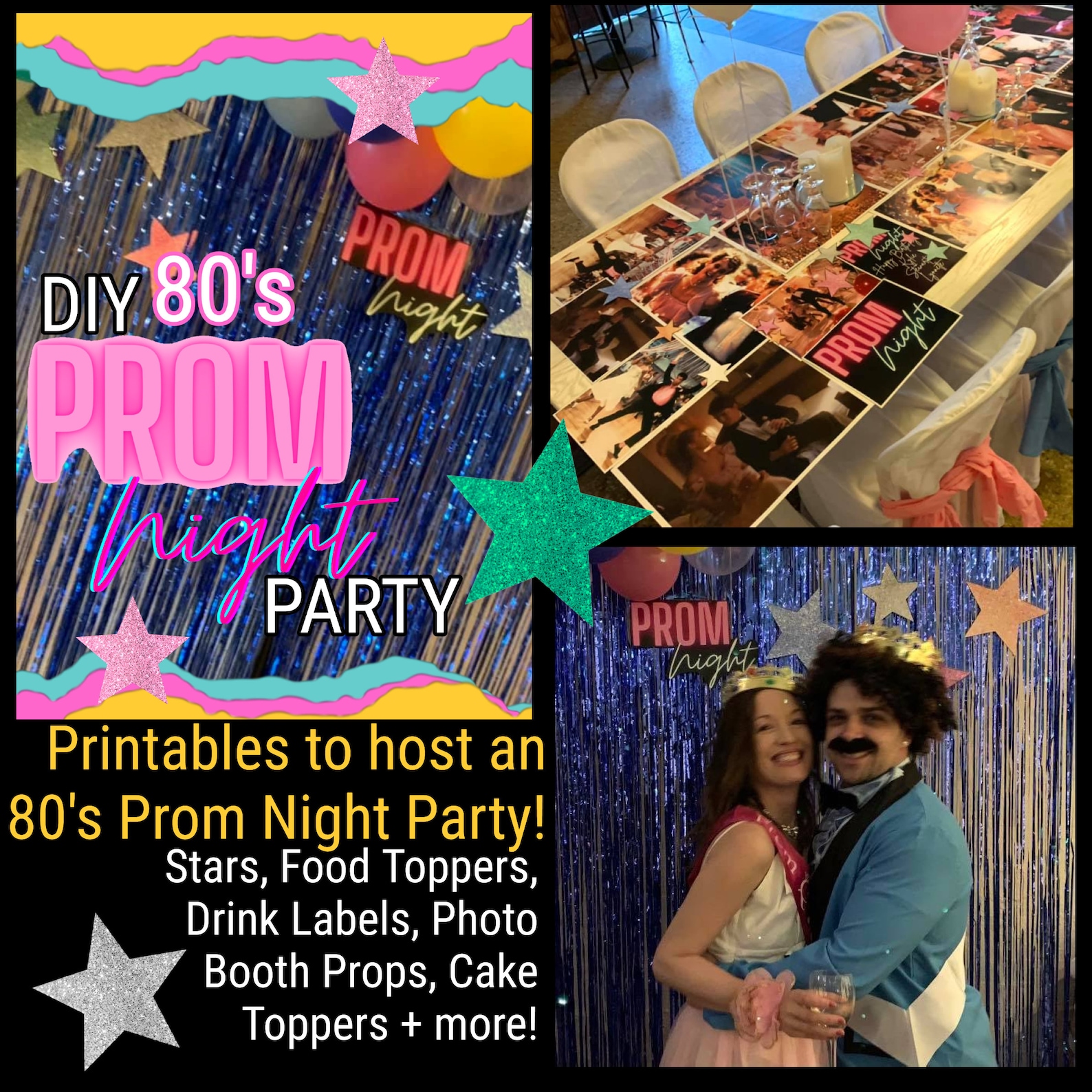 80's PROM PARTY PRINTABLES / Prom Theme Party Printables / Prom Photo ...