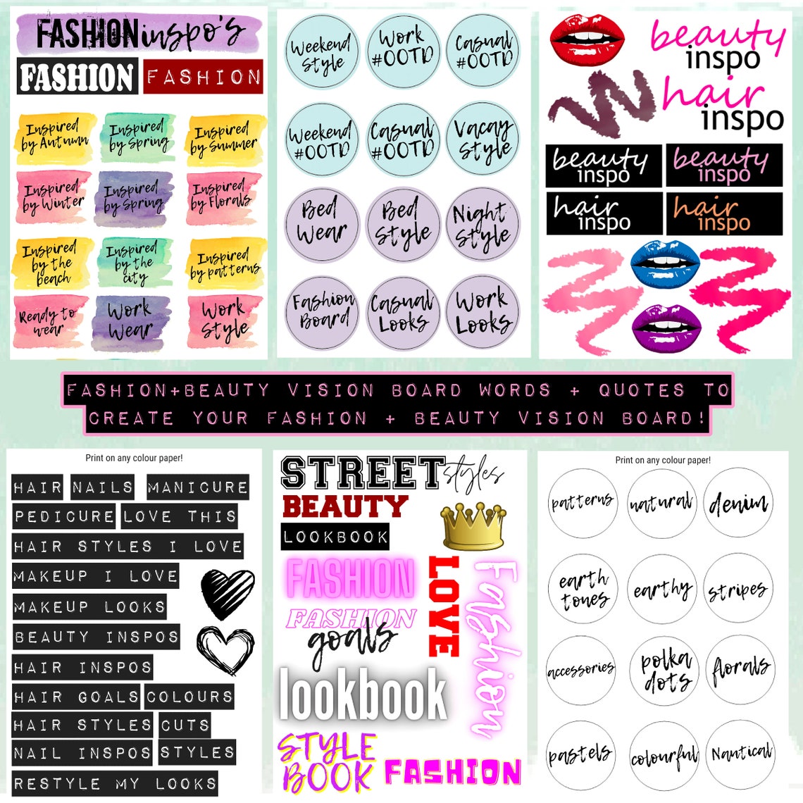 Fashion and Beauty Vision Board Kit / Printable Fashion and - Etsy Canada