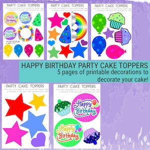 Happy Birthday Party Cake Toppers / Party Cake Toppers / Design Your ...