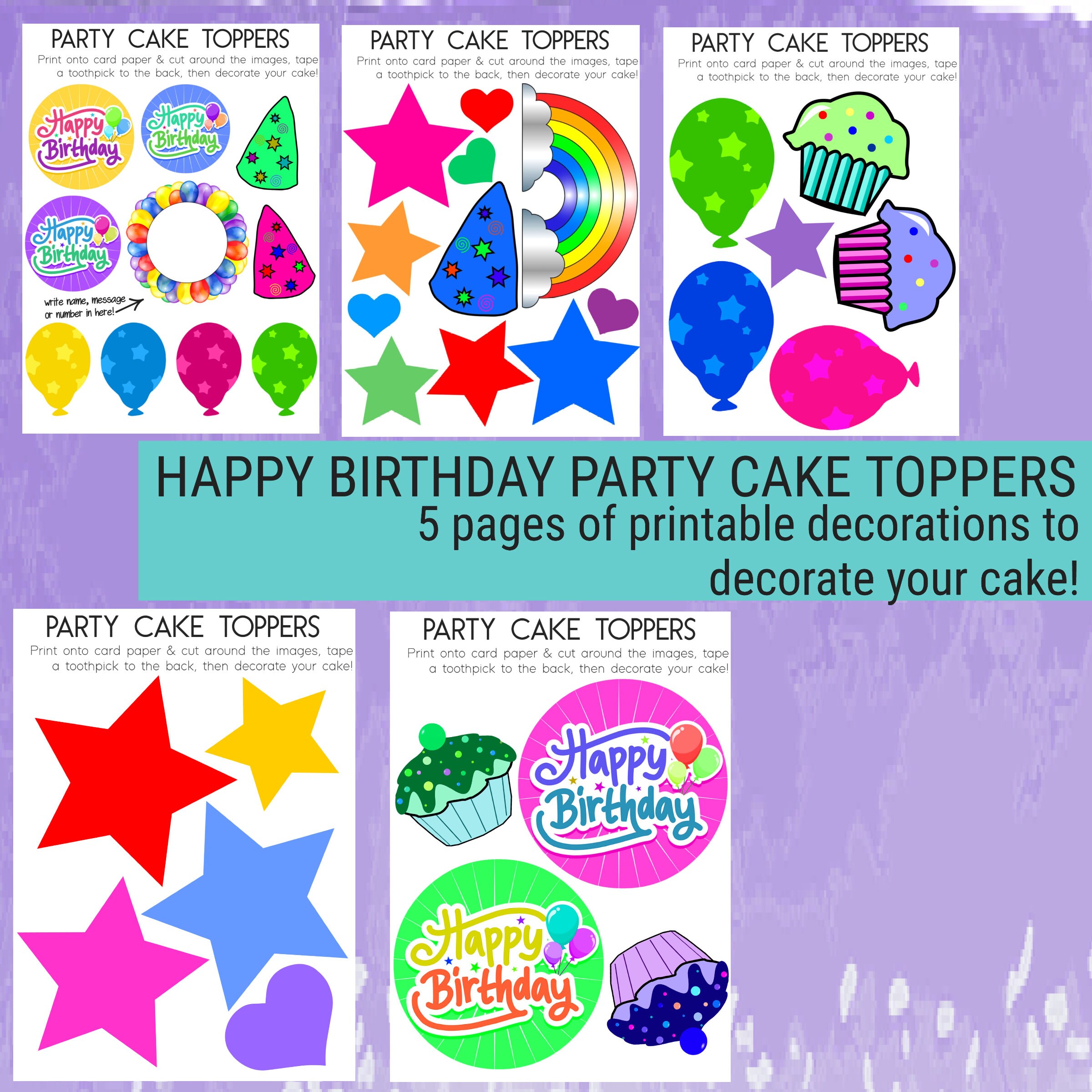 Happy Birthday Party Cake Toppers / Party Cake Toppers / - Etsy