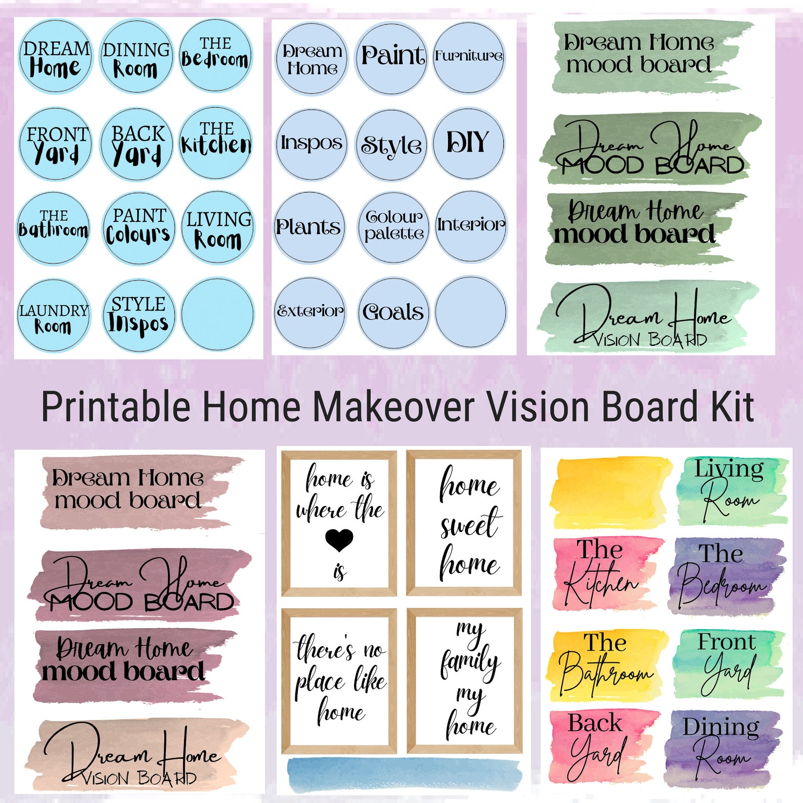 Home Design Vision Board Kit – Printable & Digital Templates - Etsy ...