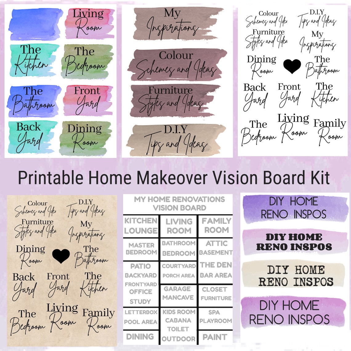 Home Design Vision Board Kit – Printable & Digital Templates - Etsy ...