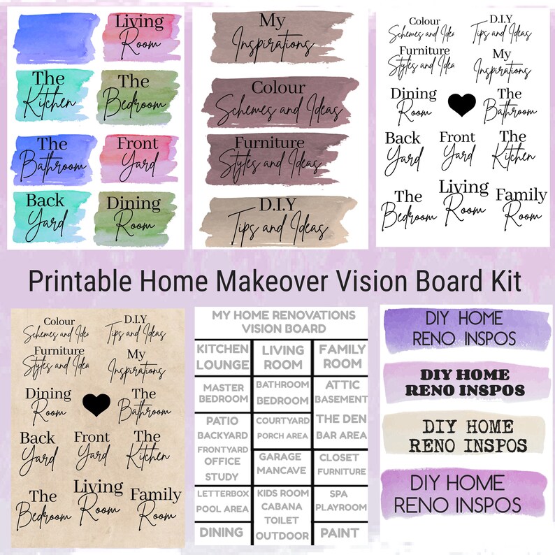 Home Design Vision Board Kit – Printable & Digital Templates - Etsy
