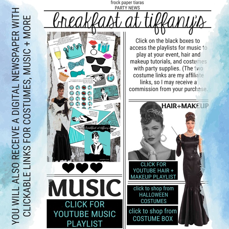 Breakfast at Tiffanys Printable Party Pack / Breakfast at Tiffanys ...