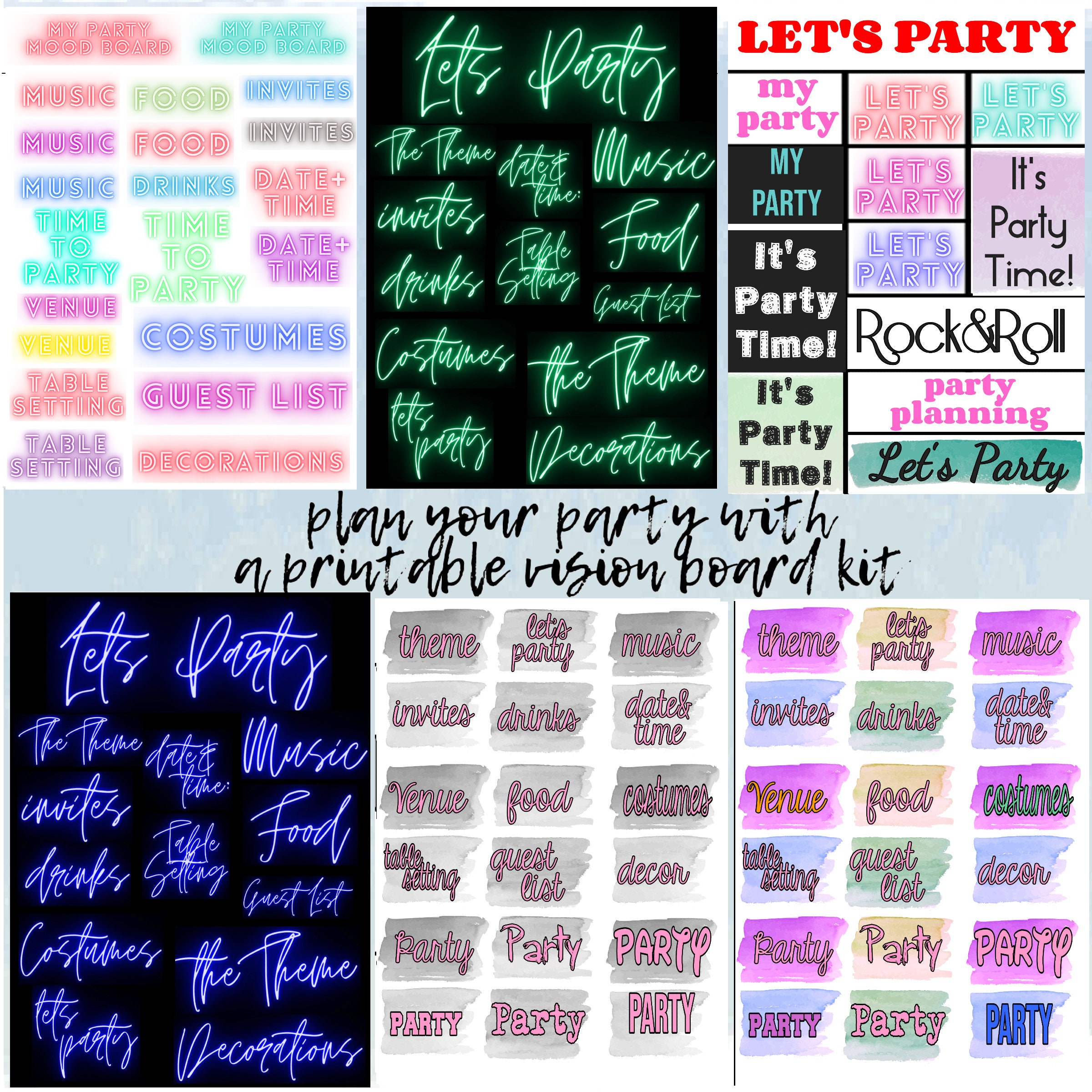 Party Planning Printable Vision Board Kit / Party Planner Mood - Etsy ...