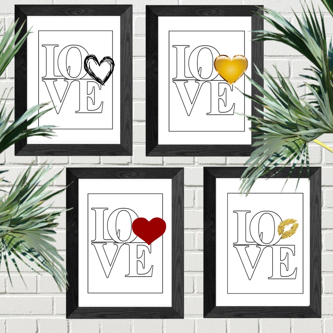 Love Heart Printable Posters / Love Posters, Love Wall Art, Printable ...