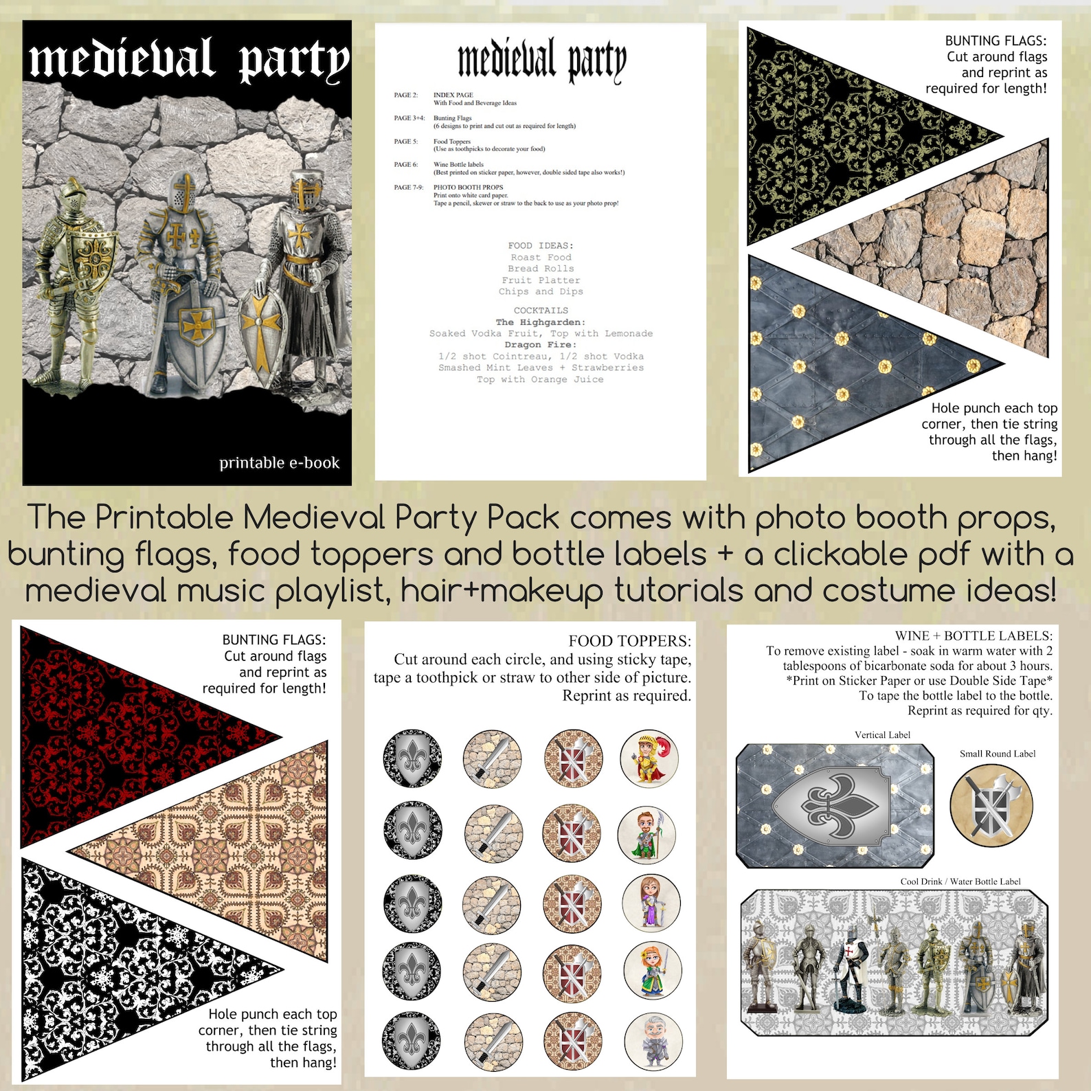 Medieval Themed Printable Party Pack / Medieval Parties / - Etsy Canada
