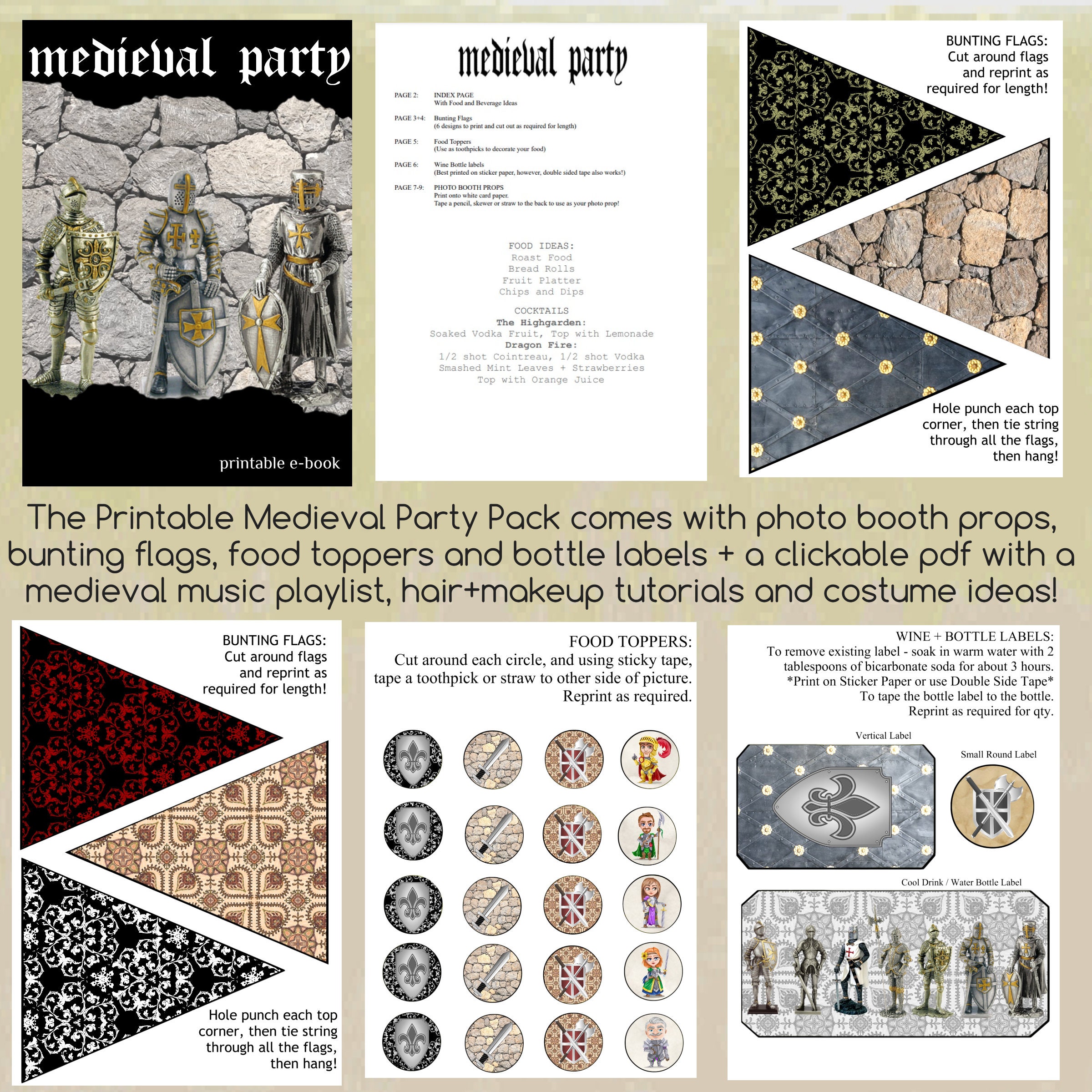 Medieval Themed Printable Party Pack / Medieval Parties / Medieval Cake ...