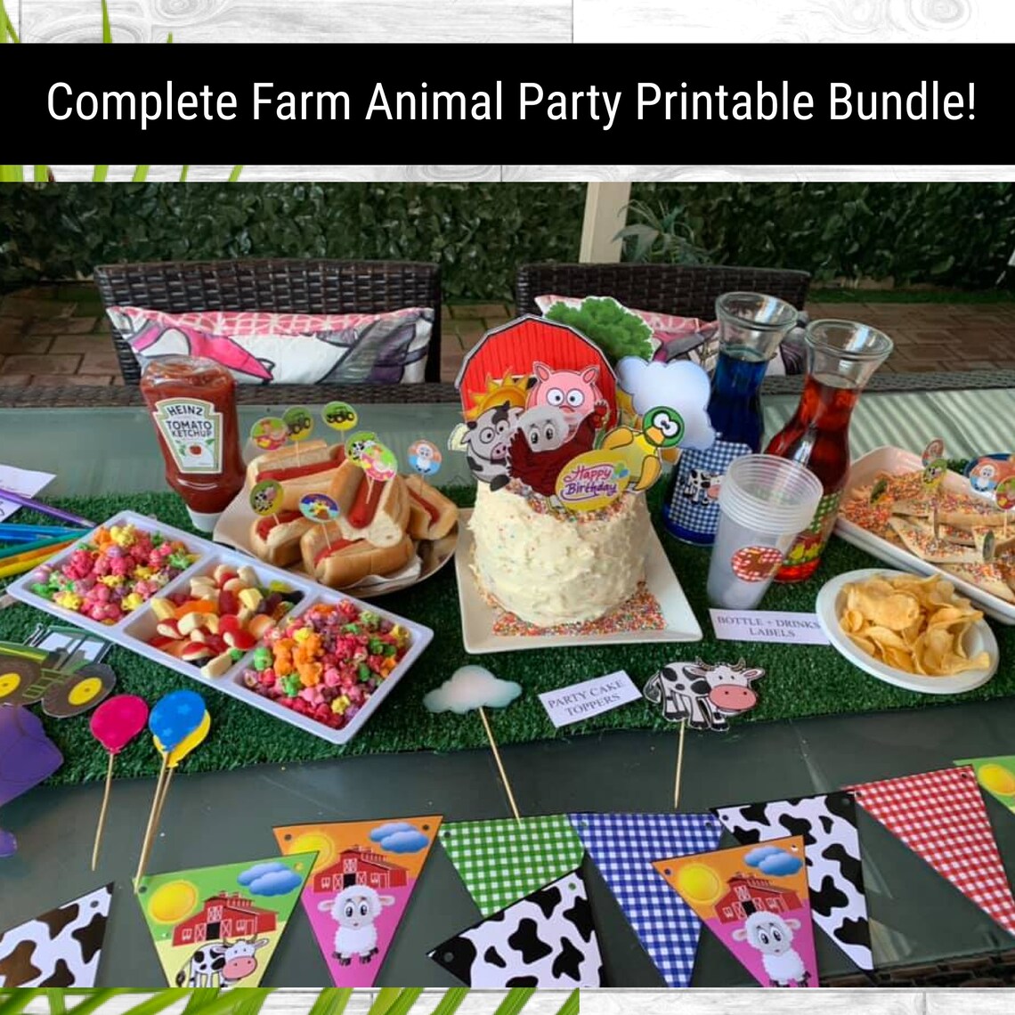 Printable Farm Animal Party for Kids / Farm Animal Cake - Etsy Australia