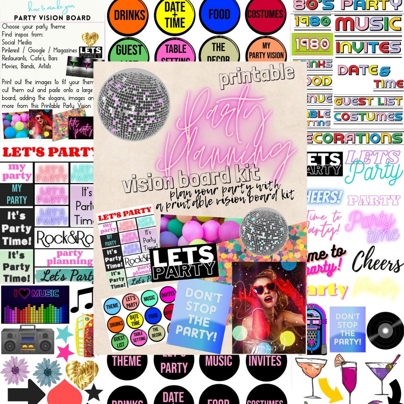 Party Planning Printable Vision Board Kit / Party Planner Mood | Etsy ...