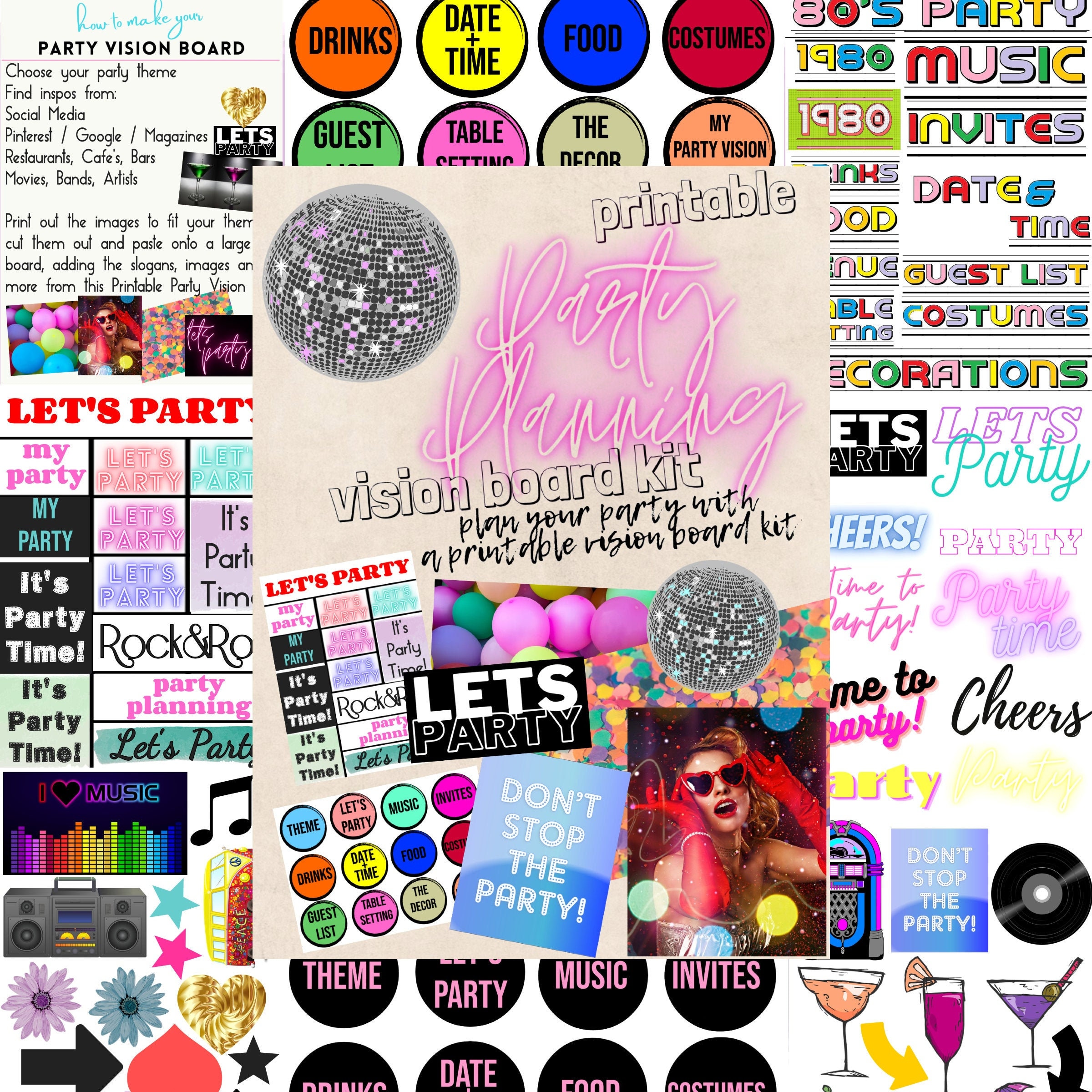 Party Planning Printable Vision Board Kit / Party Planner Mood - Etsy ...