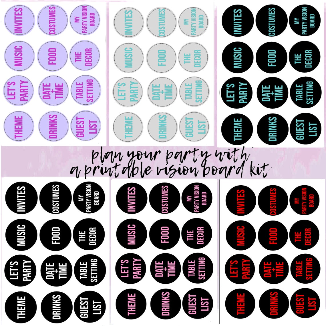 Party Planning Printable Vision Board Kit / Party Planner Mood - Etsy ...