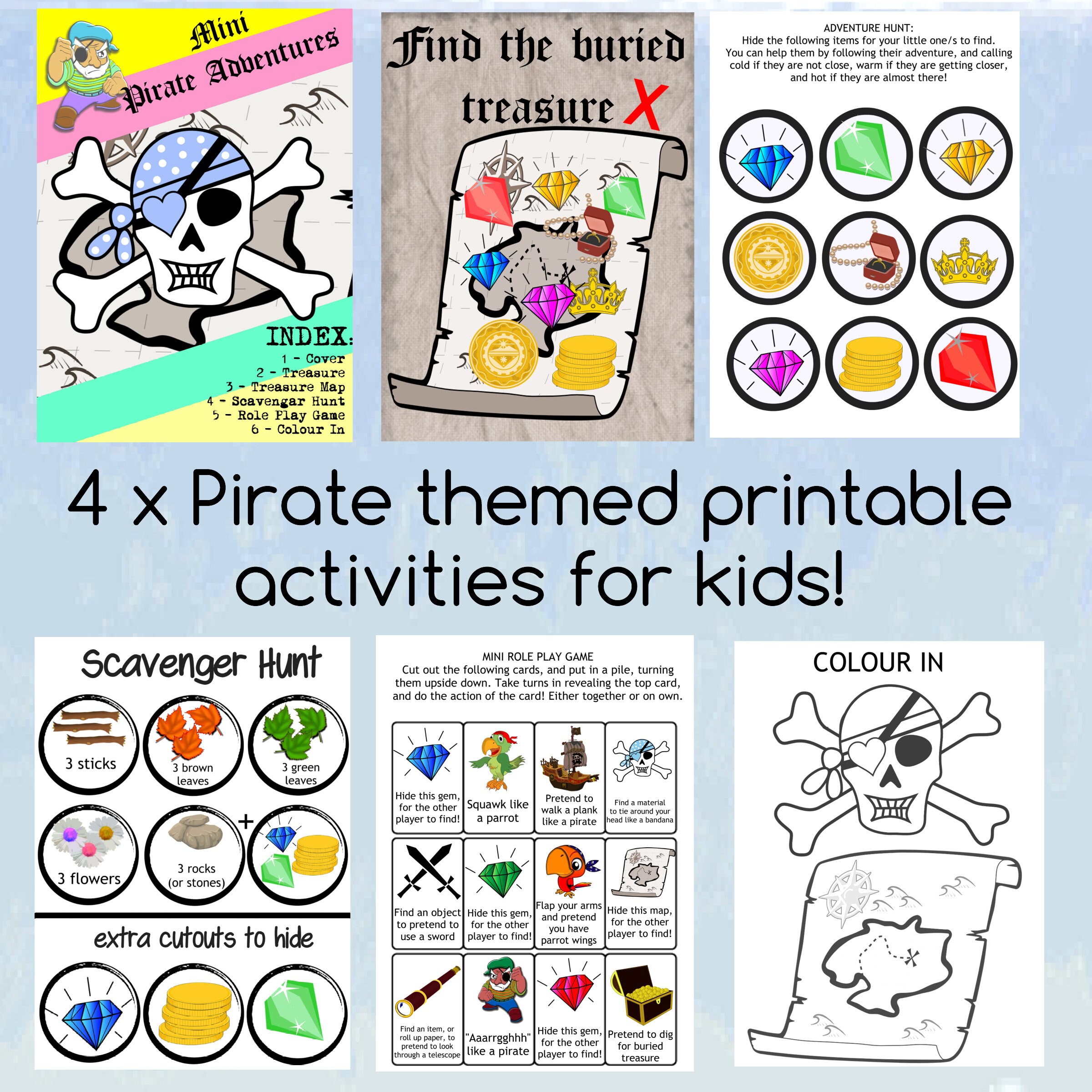Mini Pirate Adventure Printable Activities for Kids - Etsy Australia