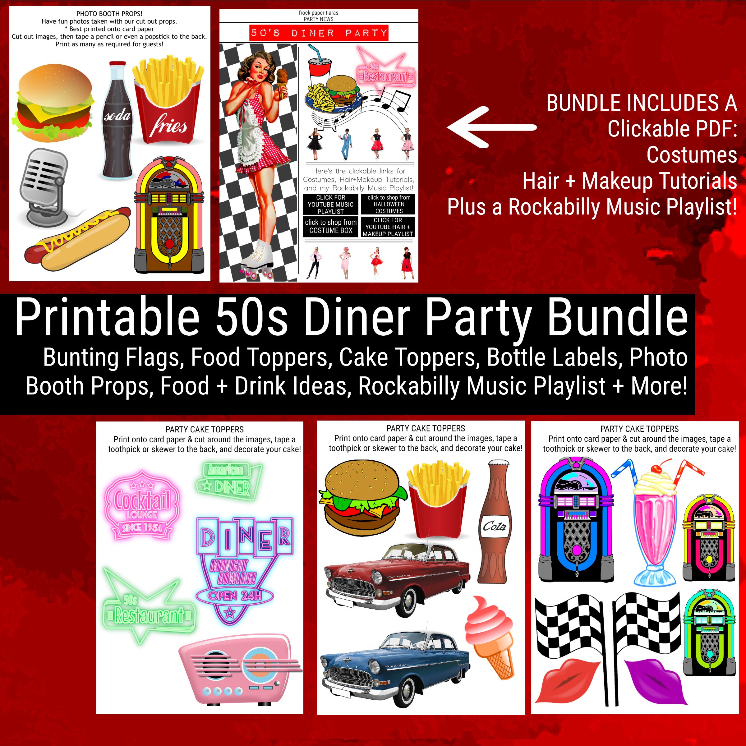 50s Diner Printable Party / 50's Diner / 50's Diner - Etsy