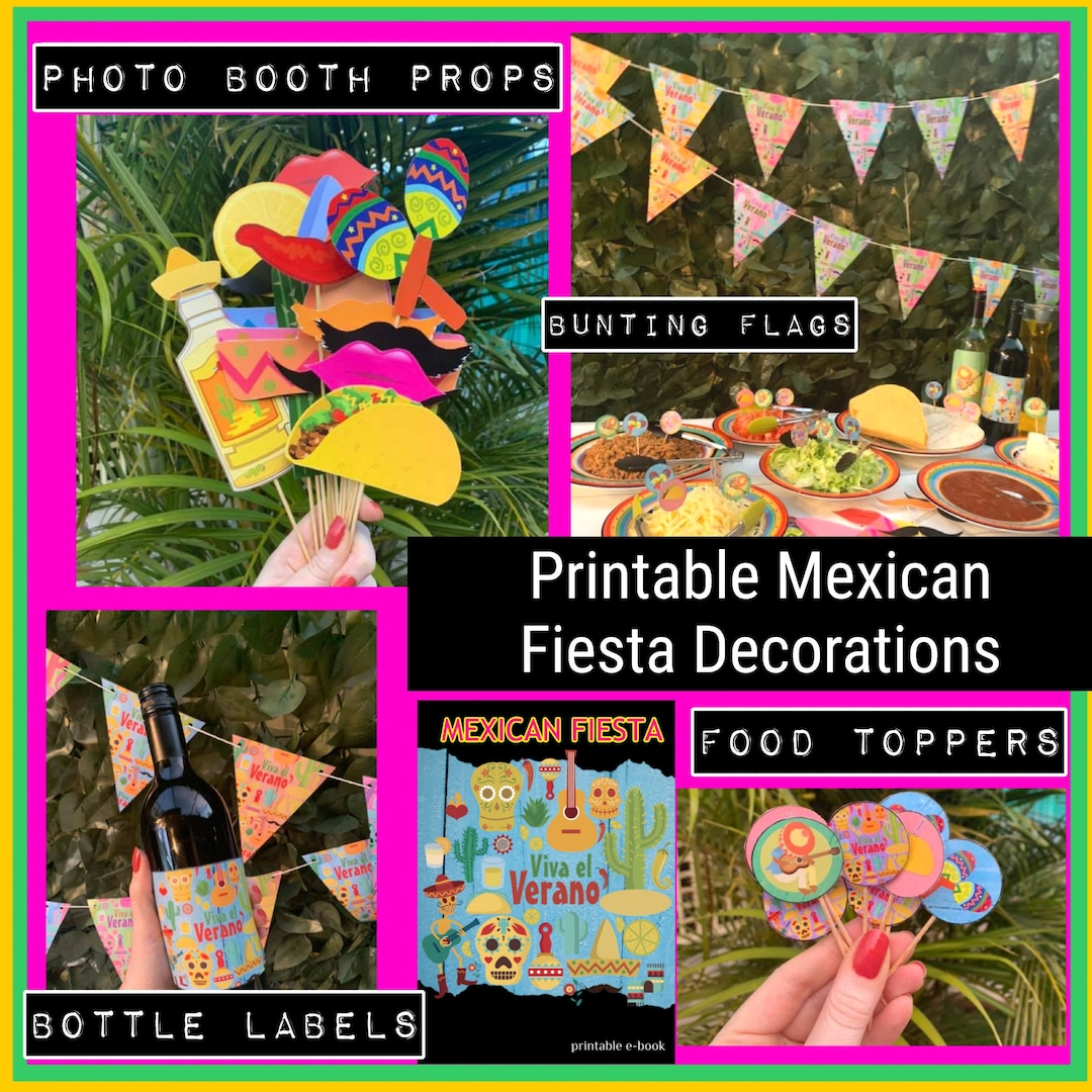 Mexican Fiesta Printable Party Pack: Photo Booth, Bunting, Wine Labels ...