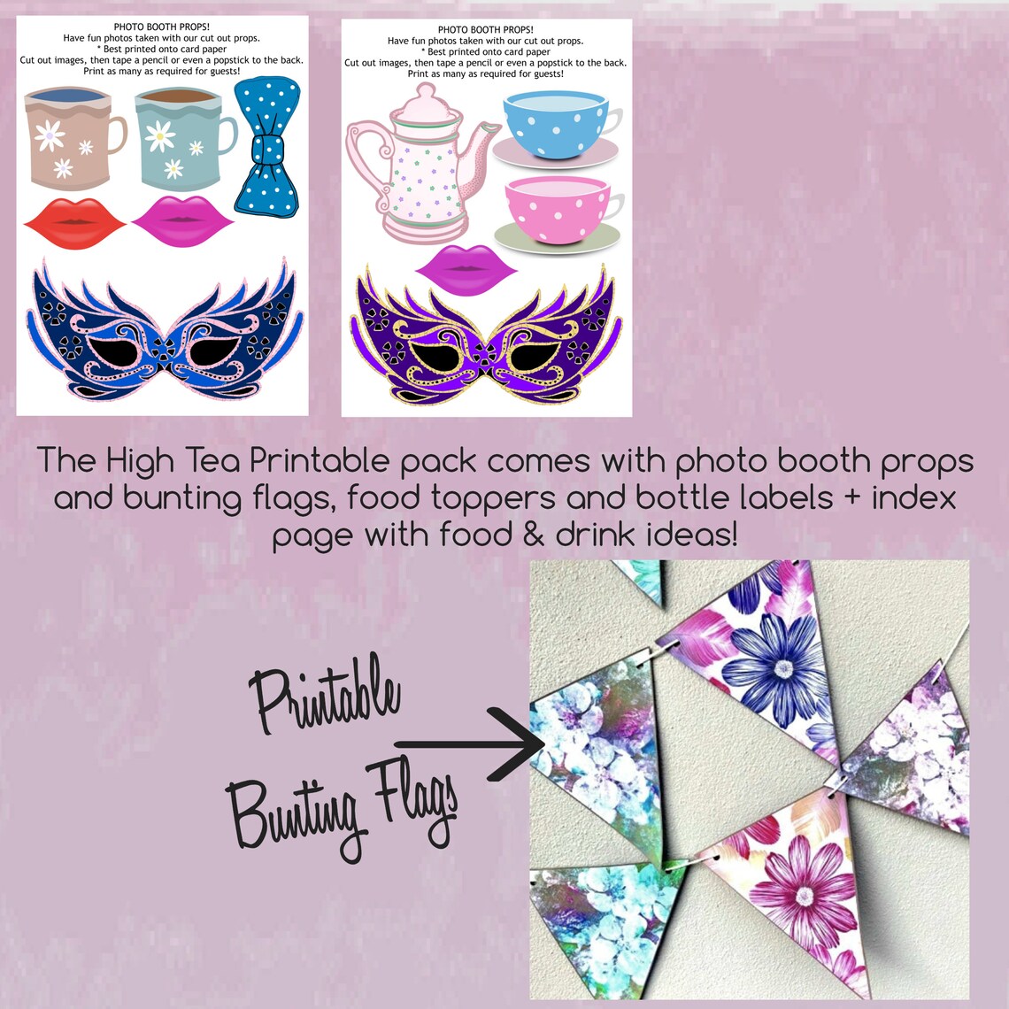 High Tea Printable Party Pack / High Tea Food Toppers / High - Etsy ...