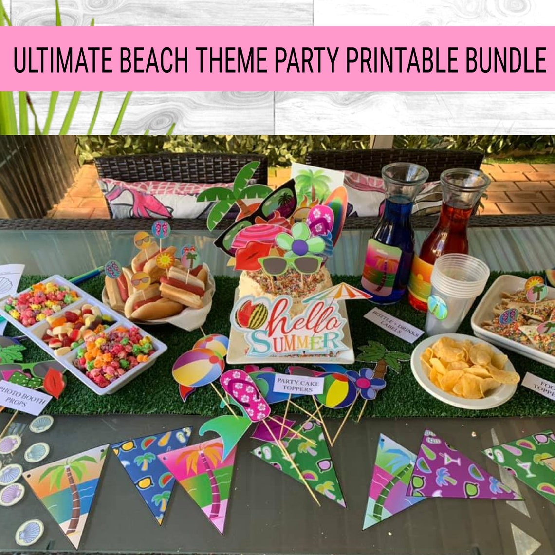 Printable Beach Party for Kids / Beach Party Cake Toppers / - Etsy ...