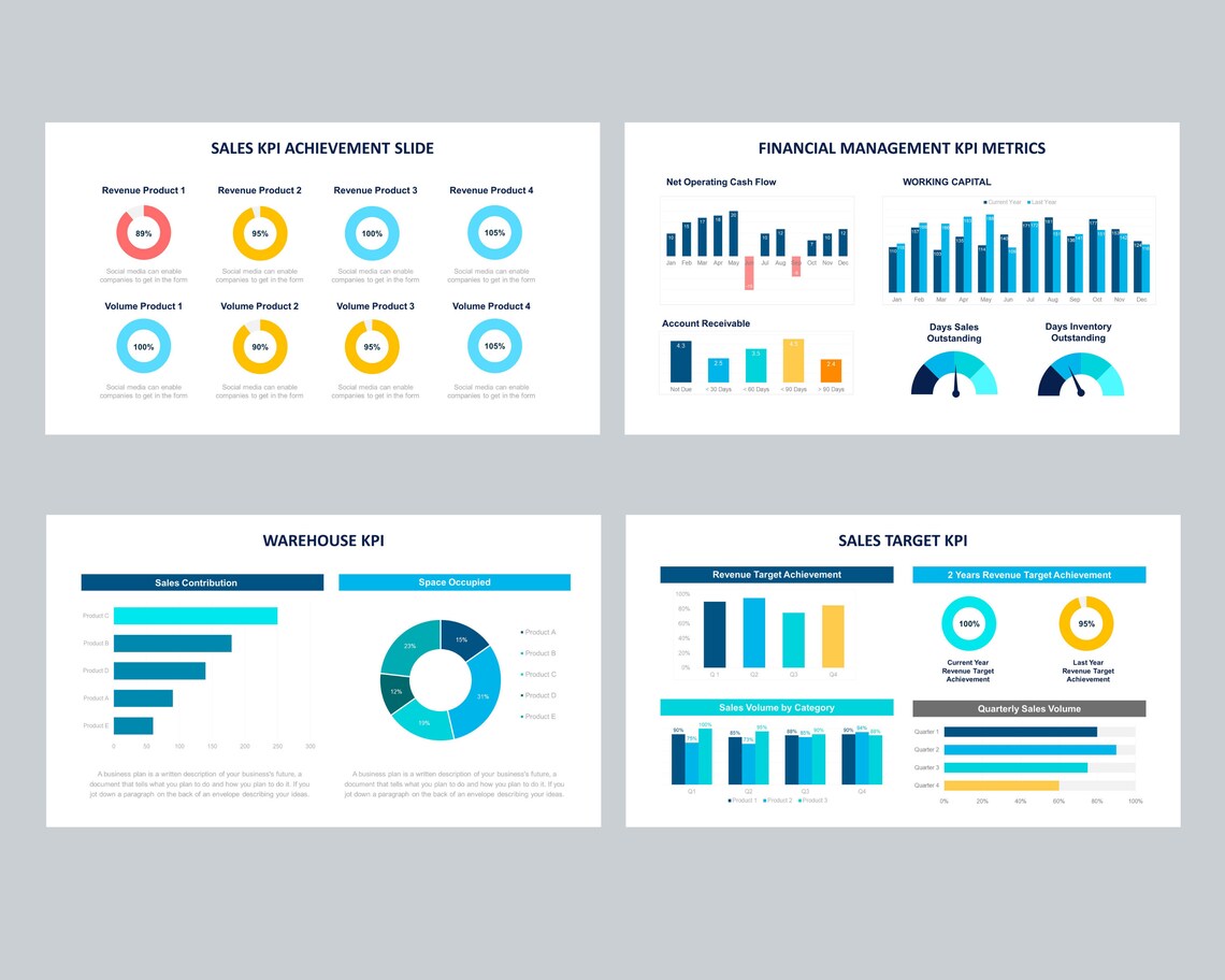 KPI Slide Infographic Templates Diagram for PowerPoint | Etsy