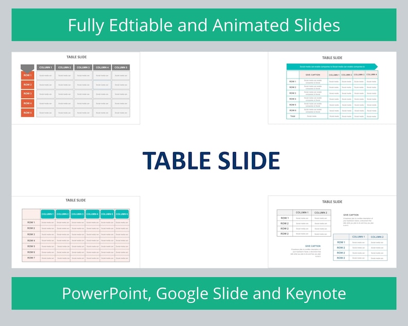 Table Slide Infographic Templates Diagram for Powerpoint, Google Slides ...