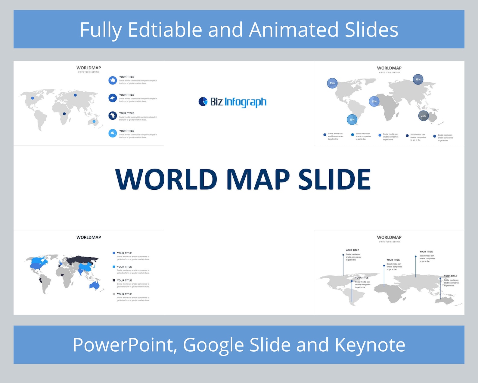 World Map Slide Infographic Templates Diagram for - Etsy