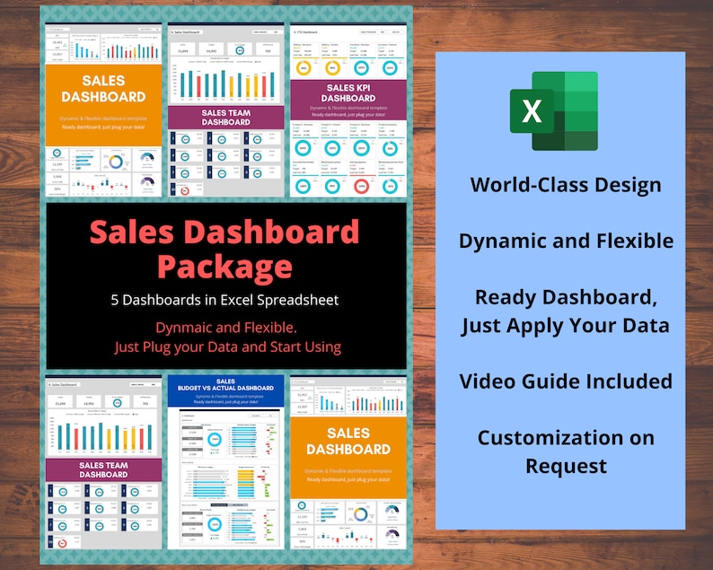 Sales Dashboard Package - Excel Template | Sales Dashboard | Executive ...
