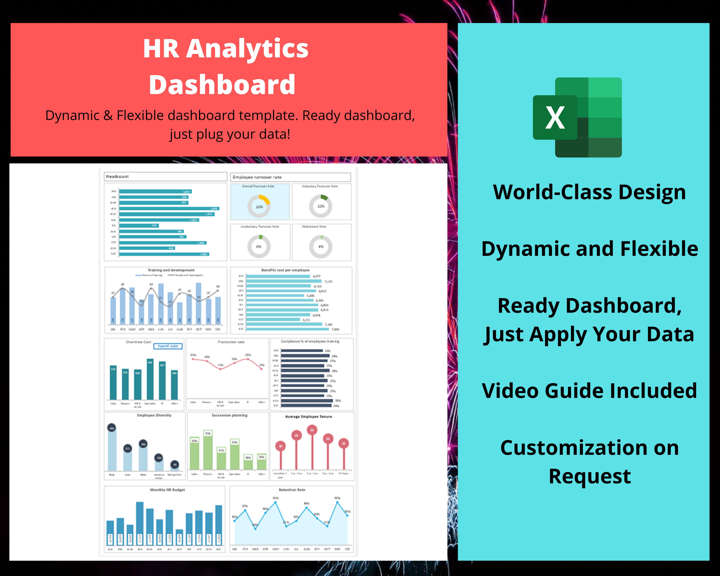 HR Analytics Dashboard - Excel and Google Sheets Template | HR ...