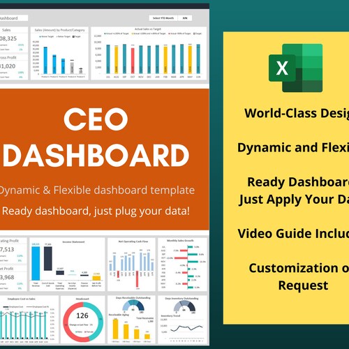 CEO Dashboard Excel Template Financial Dashboard Finance - Etsy