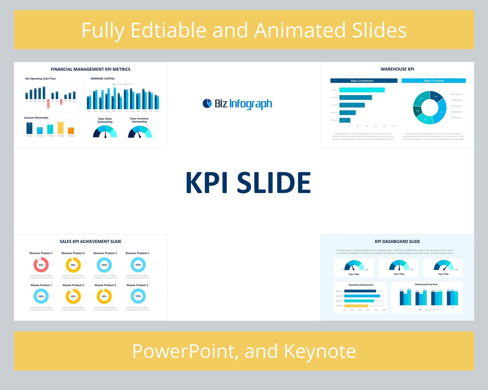 KPI Slide Infographic Templates Diagram for PowerPoint | Etsy