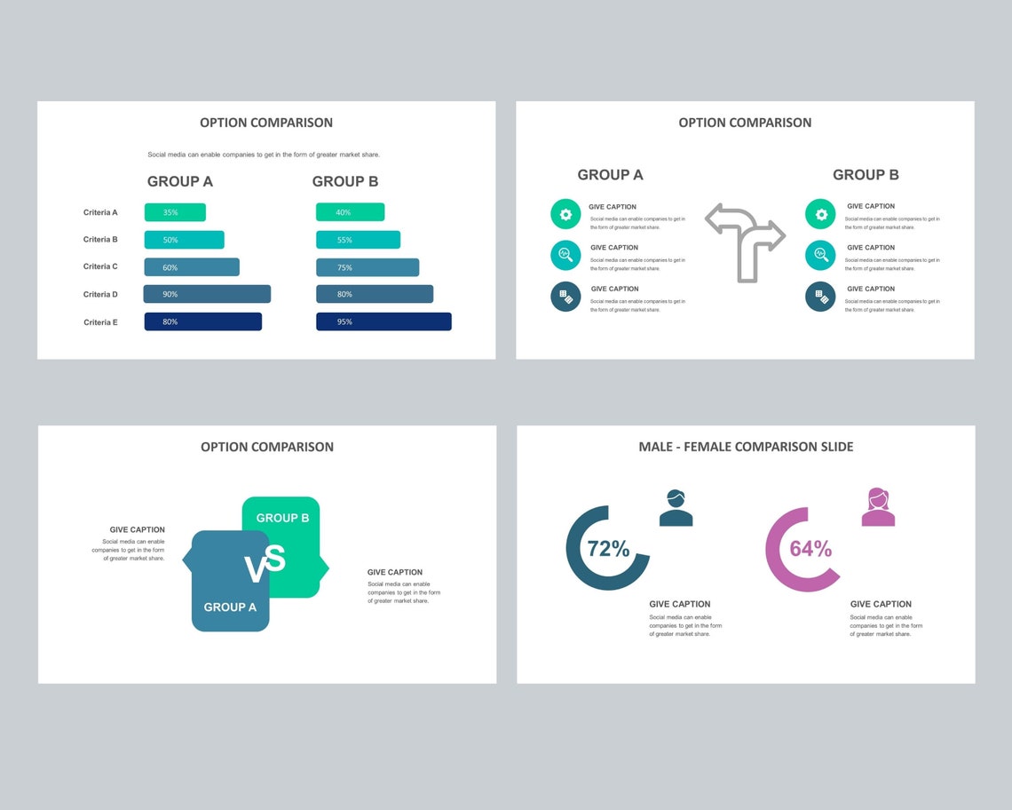 Plantillas de infografía de diapositivas de comparación / Diagrama para ...