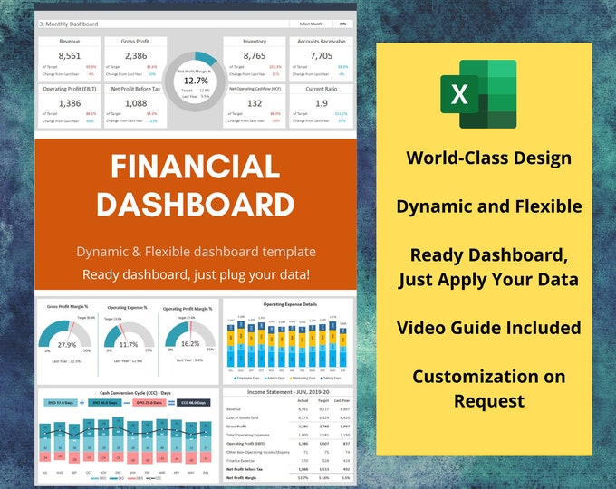 Cash Flow Dashboard Excel Template Financial Dashboard - Etsy