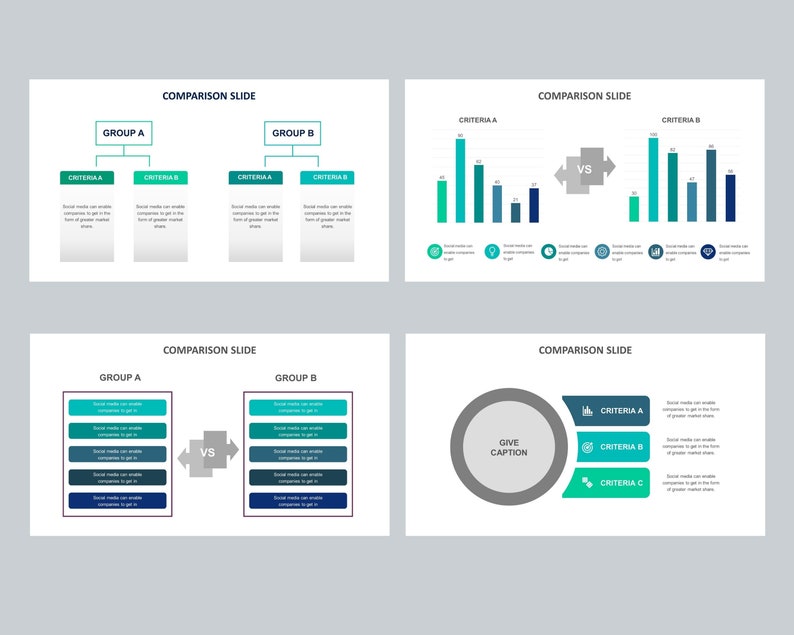 Plantillas de infografía de diapositivas de comparación / Diagrama para ...