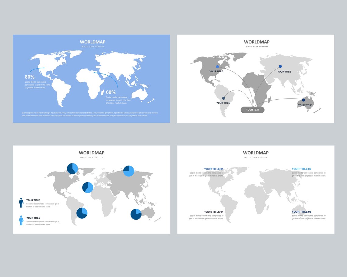 World Map Slide Infographic Templates Diagram for - Etsy