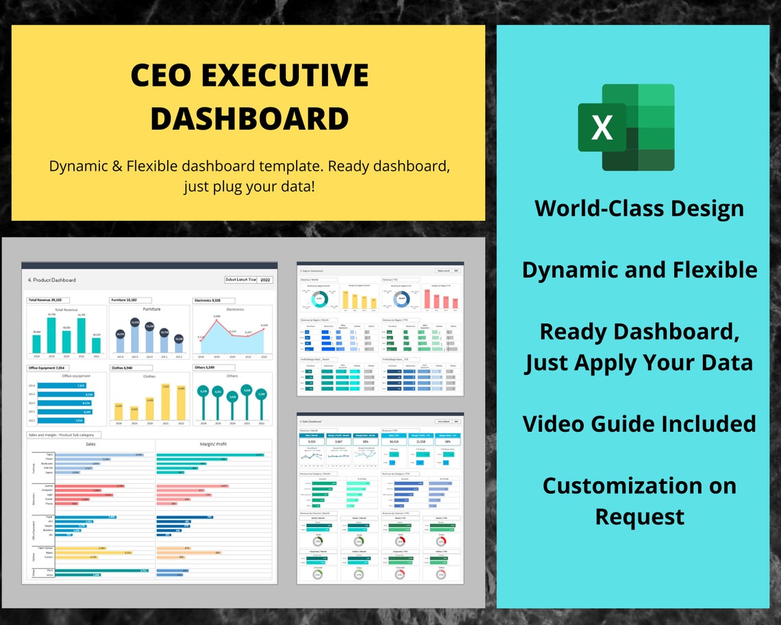 CEO Executive Dashboard - Excel Template | Financial Dashboard ...