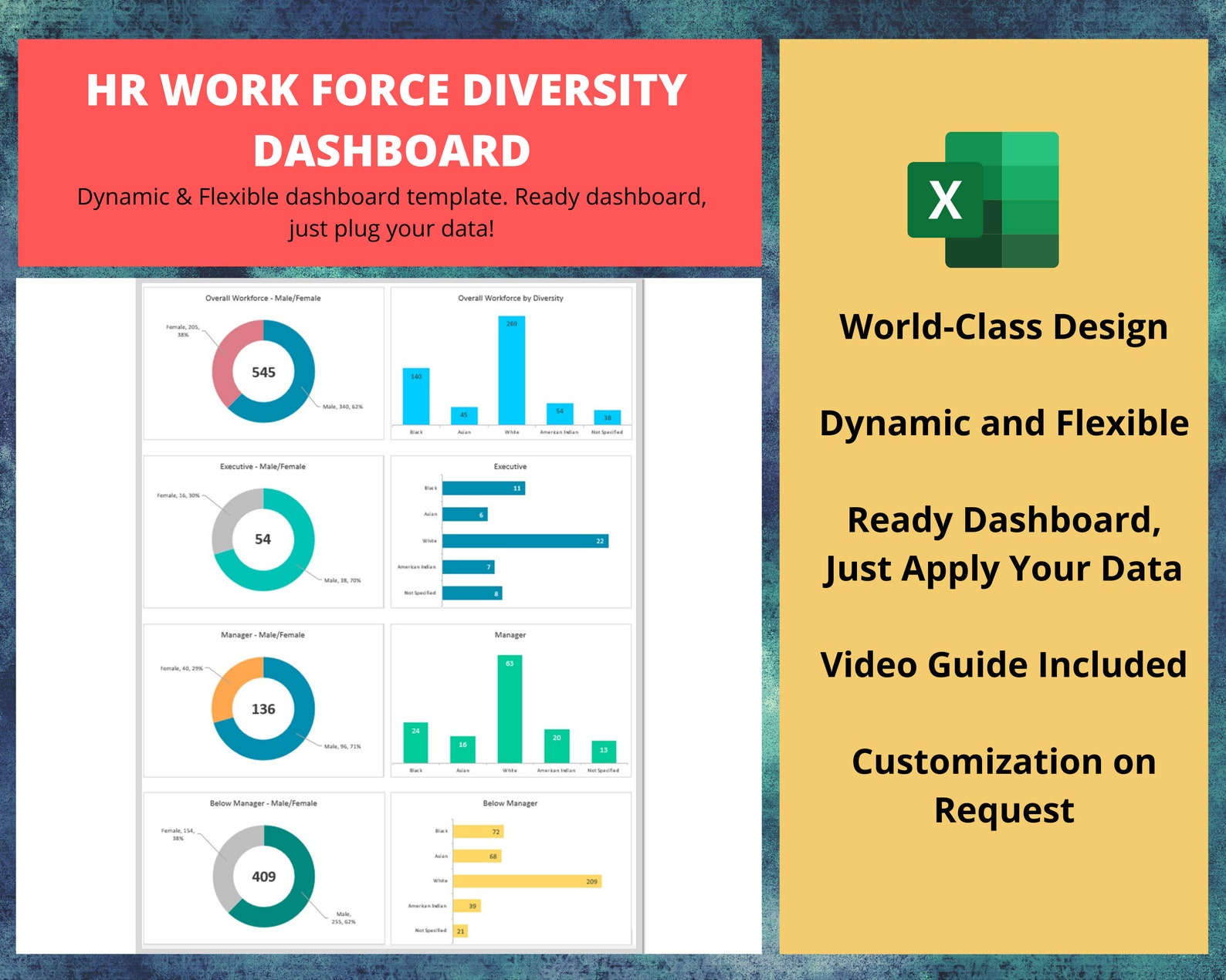 HR Workforce Diversity Dashboard Excel Template, Google Sheets Template ...