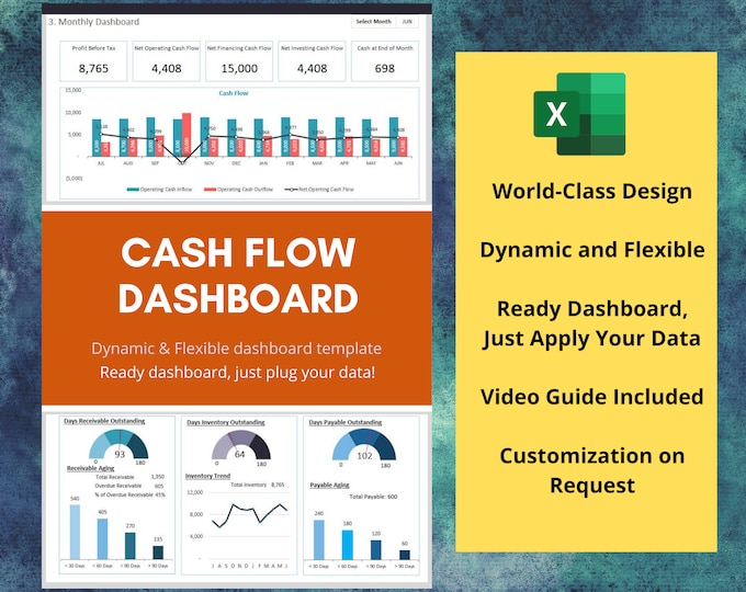 Cash Flow Dashboard Excel Template Financial Dashboard - Etsy