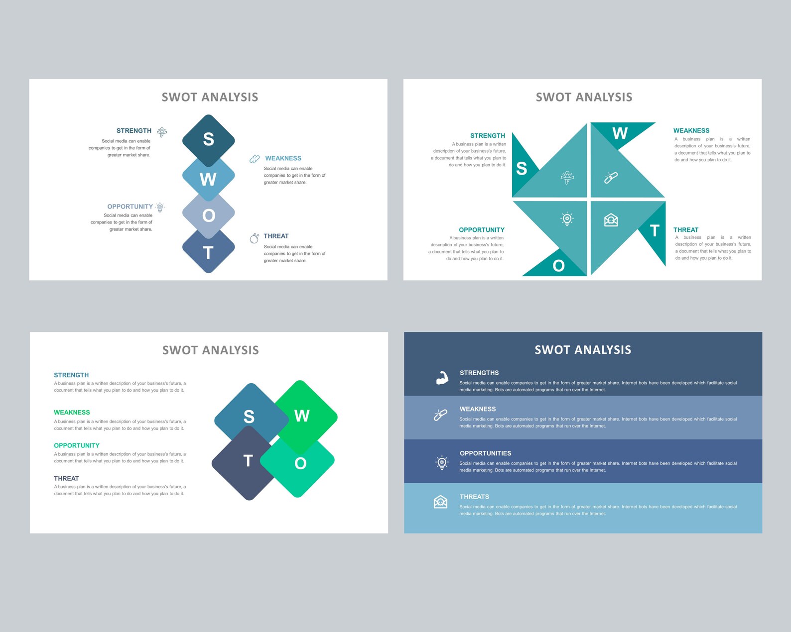 SWOT Slide Infographic Templates Diagram for PowerPoint | Etsy