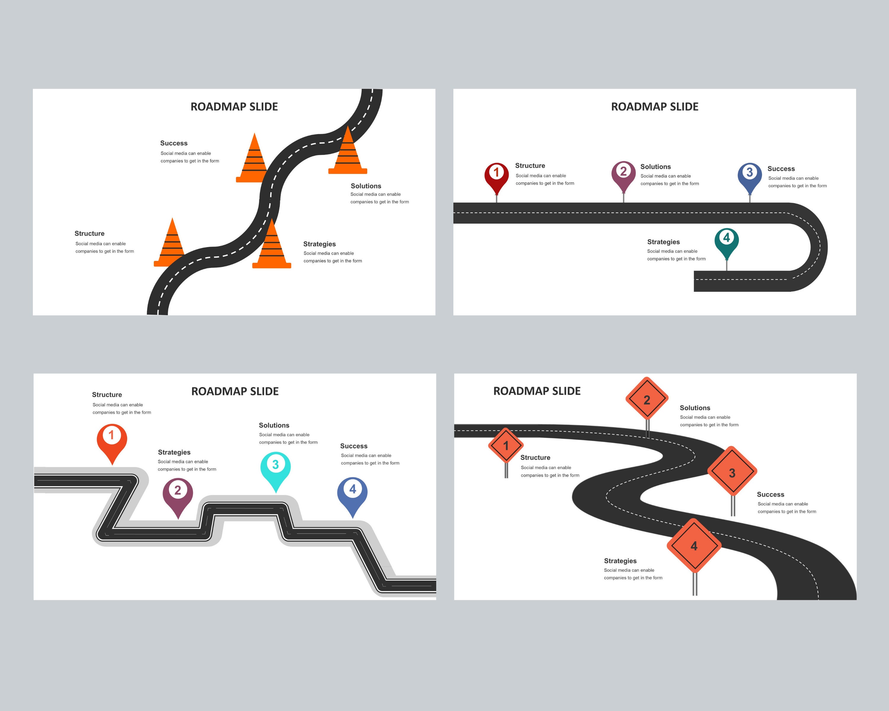 Roadmap Slide Infographic Templates Diagram for PowerPoint | Etsy